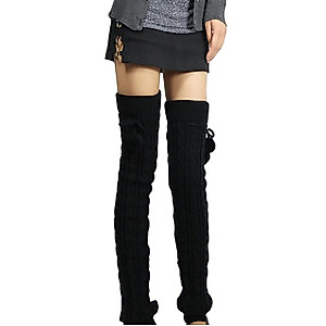 Slivery Color Women Leggings Boots Leg Warmer Knit Crochet Socks Cable Knit Long Boot Socks Legwear Pompom Leg Warmer Stocking