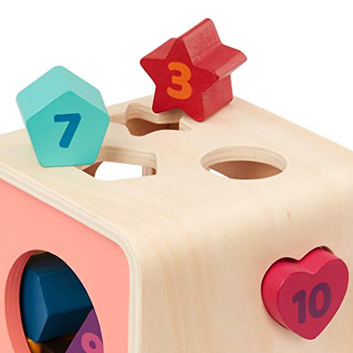 Battat – Shape Sorter For Toddlers, Kids – Wooden Learning Cube – 10 Colorful Wood Shapes With Numbers – Count & Sort Cube – 1 Year + – Count & Sort Cube