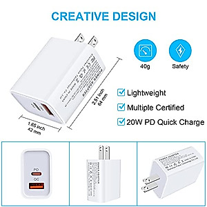 USB C Samsung Fast Charger Block for Galaxy S23 A14 A13 A03s A53 A12 A04s S22 S21, USB C Pixel 7 Pro Fast Wall Charger for Google Pixel 7/6 Pro/6a/5/4/3a/2/XL, 20W PD Power Adapter, 6ft Type C Cable