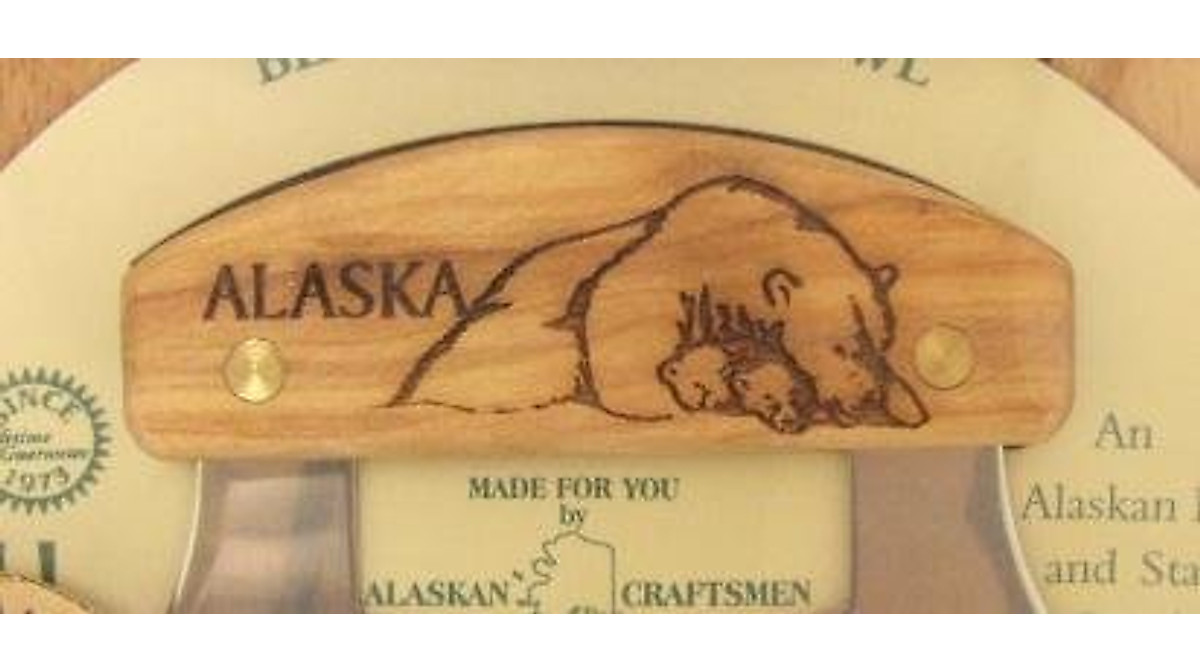 Ulu Factory Birch Walnut Chopping Bowl with Polar Bear Handle
