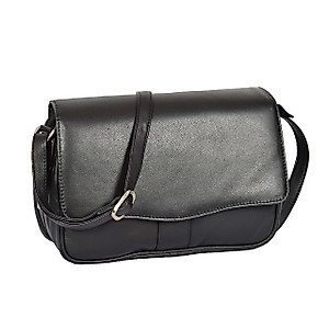 Black Leather Shoulder Bag Womens Classic Flap Over Messenger Casual Handbag Ada