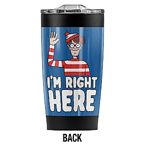 Logovision Where's Waldo Im Right Here Stainless Steel Tumbler 20 oz Coffee Travel Mug/Cup, Vacuum Insulated & Double Wall with Leakproof Sliding Lid | Great for Hot Drinks and Cold Beverages