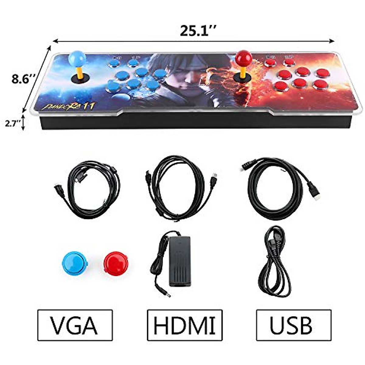 Pandora Treasure 3D Arcade Game Console - 26800 Games Installed, Search Games, Support 3D Games, Add More Games, 1280x720P, Favorite List, 4 Players Online Game, 2 Player Game Controls (Yellow)