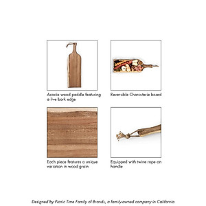 PICNIC TIME NCAA TCU Horned Frogs Artisan 24" Acacia Charcuterie Board with Raw Wood Edge, Cheese Board, Serving Platter, (Acacia Wood)