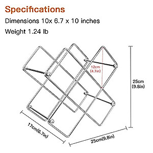 Yimerlen Tabletop Wine Rack, Geometric Countertop Wine Holder, Metal, Capacity - 6 Bottle (Silver)