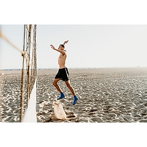 FUN TOES 2 Pairs Beach Socks for Volleyball Soccer, Camping, Rafting, Diving and all sand sports (US, Alpha, X-Large, Regular, Regular, Black-Blue)