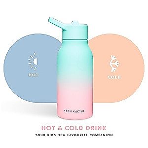 Neon Kactus Tritan Kids Bottle | Kids Water Bottle for School, Travels, Sports | Boys & Girls Drinks Bottle with Straw Lid and Handle | BPA-Free, Reusable, & Dishwasher-Safe | Twist & Shout, 340ml