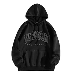 Sport Hoodies Cute College Hoodiess Solid Long Sleeve Hoodies for Teen Mens Aesthetic Los Angeles Hoodies for Men Black