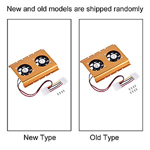 ASHATA HDD Dual Fan Cooling Cooler, 3.5" Hard Disk Drive Fan Cooling Cooler Gold Tone, Hard Disk Cooler for HDD with Fast Heat Dissipation, 2 Fans Design(Gold)