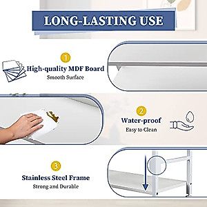 JIEJIEGAO 6-Tier Bookshelf with Baffle, Modern Freestanding Large Capacity Storage Rack with Adjustable Foot Pads, Bookcase for Living Room, Bedroom, Study, Storage Room, Garage, White