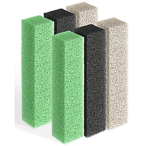Pawfly 6 Count Mixed Filter Pads for Aqueon QuietFlow LED PRO Aquarium Power Filter Model 20 & 75 Fish Tank Ammonia Reducer & Activated Carbon & Phosphate Removal Sponges for Water Filtration (Medium)
