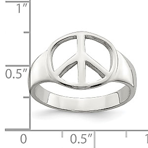 925 Sterling Silver Peace Sign Inspirational Symbol Ring Size 8