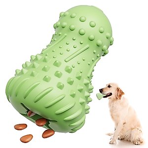 Nopisen Chew Toys -Cone Shape Dog Toys for Aggressive Chewers，Durable Natural Rubber， Multifunctional Teeth Cleaning and Gum Massage(Green)