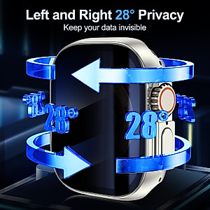 Uyiton 2 Pack for Apple Watch Ultra Privacy Screen Protector Case 49mm, [28Privacy Angle][Touch Sensitive][Not Easy to Break] Tempered Glass Bumper Cover iWatch Ultra Accessories