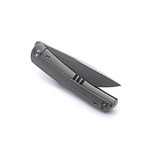 Miguron Knives M Akri Front Flipper Folding Knife 3.5" Sandblasting M390 Blade Sandblasting Titanium Handle Pocket Knife MGR-612GY