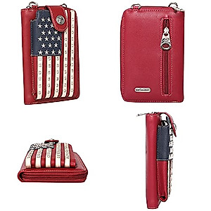 Montana West Women's Patriotic Studded Tote Satchel Handbags Concealed Carry Purse Crossbody Bags Red US04-183Red