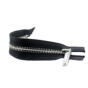 2PCS 8# 20 Inch Close End Zippers for Sewing Bags Crafts Jackets,Silver Metal Teeth（Black Belt-50cm 2PCS）