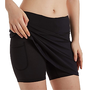 Women's Active Athletic Skirt Sports Golf Tennis Running Pockets Skort Black XS