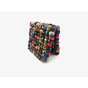 Handmade Trivet, Felt Ball Trivet, Potholders, Trivets, 100% Wool, Felt, Hot Pot Holders (Set of 2) Hot Pads, Flexible, Durable, Heat Resistant Mat, Mats, Square Trivet (Greenish Tie Dye, Square)