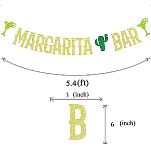 Gold Glitter Margarita Bar Banner, Margaritas Bunting Garland for Cinco De Mayo Mexican Fiesta Themed Party Decorations, Cactus Fiesta Bridal Shower Baby Shower Party Decorations