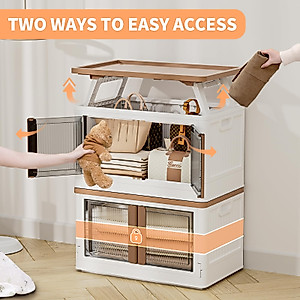 HAIXIN HOME Outdoor Storage Box with Door and Lift - 100 Qt Storage Bins with Lids, Collapsible Plastic Storage Bins for Closets, Trunk Car, Camping, Outdoor/Indoor