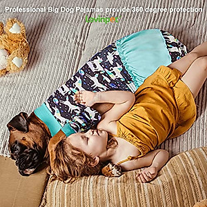 LovinPet Large Giant Dog Pajamas, Post Surgery Recovery Shirt for Large Dogs, Unicorns in Space Black Print/Lightweight Big Dogs Pullover, Full Coverage Large Breed Dog Jammies, Pet PJ's /3XL