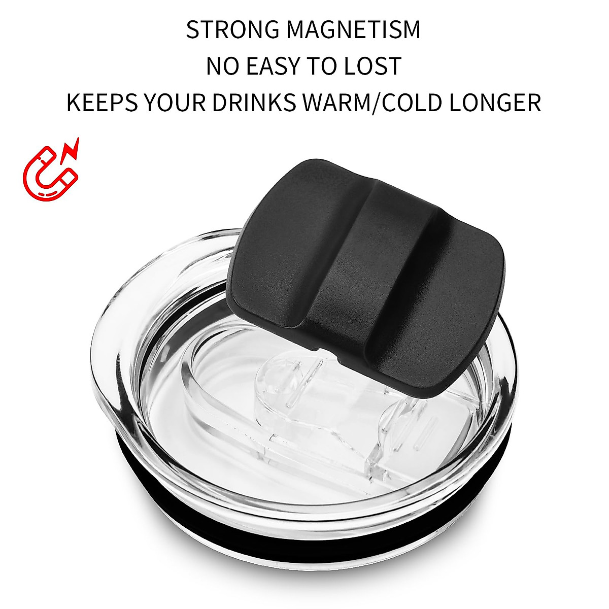 2PCS Magnetic Slider Replacement For Yeti Magnetic Lids No Spil Lids Covers Top Magnetic Sliders For 10 Oz 14 Oz 16 Oz 20 Oz 26 Oz 30 Oz (2black)