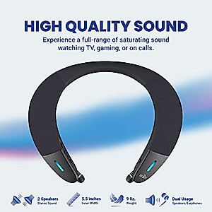 BeHear Proxy & HearLink Personal Sound System | TV Bluetooth Audio Transmitter | Wearable, Lightweight, Hands Free & Wireless Neck Speaker | Retractable Ear Buds Plugs