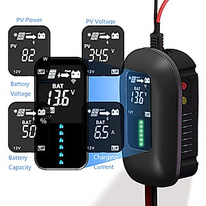 Beleeb MPPT Bluetooth Solar Charge Controller 12V 10 Amp, Voltage Adjustable Solar Panel Regulator with APP for Sealed Flooded Gel AGM Lithium LiFePO4 User-Customized Battery Charging