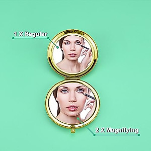 Friendship Gifts for Women Compact Makeup Mirror Friend Gifts Bestie Gifts Sisters Gifts for Best Friend Folding Makeup Mirror Christmas Graduation Wedding Gift for Her BFF Female (Gold)