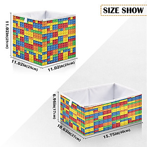 QUGRL Colorful Red Yellow Cube Storage Bins Organizer Blue Orange Clothes Storage Basket Box for Shelves Closet Cabinet Office Dorm Bedroom 11x11 in