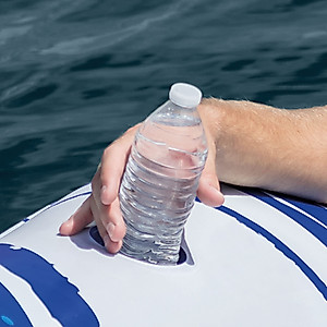 Intex Blue Tropic Inflatable 5 Person Raft or Swimming Pool Island Water Floating Lounger Raft with Backrests, Built in Cooler, and 4 Cupholders