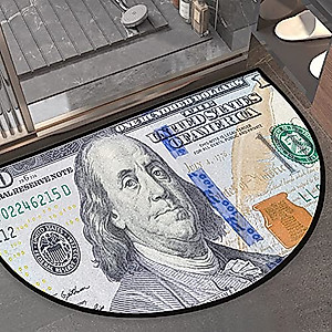 Half Round Dollar Rug,16x39 inch Non-Slip Half Circle Area Rug,100 Dollar Bill Area Rug,Money Rugs,Laundry Room Rug,One Hundred Dollar Bills Rug,Money Carpet,Money Mat,Dollar Runner(D-16x39inch)