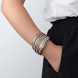 hotoo Leather Wrap Bracelet for Women Colorful Bohemian Friendship Stackable Layered Bracelets Boho Multi Strand Bracelets Jewelry with Clasp for Teen Girls Sister and Mother