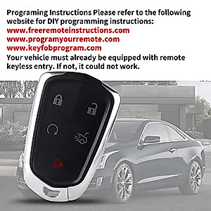 Keyless Remote Car Start 5B Raryloy Smart Key Fob for Cadillac XTS 2016-2019 ; CT6 2016-2020 ; ATS/CTS 2017-2019；XT5 2017-2020 ; XT4 2019-2020 FCCID: HYQ2EB 433.92Mhz
