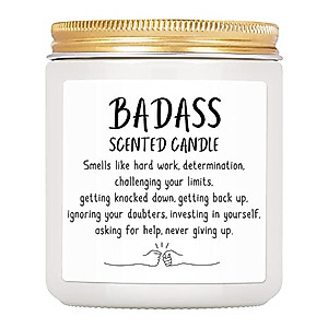 Sinsufur Congratulations Gifts for Women, Inspirational Gifts for Women Friends Coworkers, Birthday Christmas Gifts for Women - Boss Lady, New Job, Promotion Gifts for Women, 7oz Badass Scented Candle