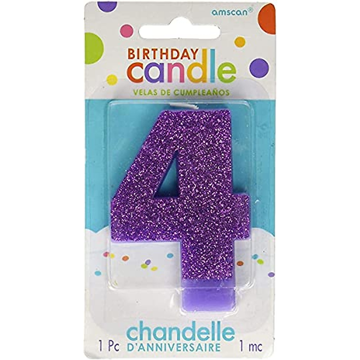 #4 Glitter Birthday Candle | Purple | Party Supply
