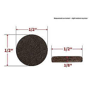 Shepherd Hardware 9958 1/2-Inch Self-Adhesive Felt Furniture Pads, 24-Pack, Brown