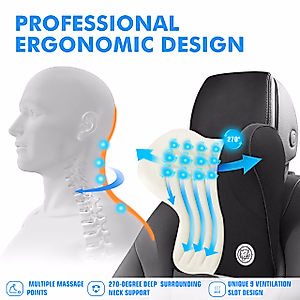 TKLoop Soft Car Neck Pillow for Driving Seat Car headrest Pillow with Adjustable Strap, 100% Memory Foam Neck Support Pillow for Car, Office Chair Black Pack of 1