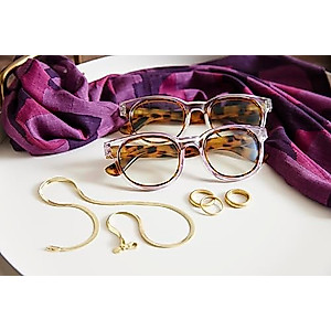 Peepers by PeeperSpecs Women's Olympia Round Blue Light Blocking Reading Glasses, Clear/Tokyo Tortoise, 50 + 3