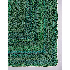 Unique Loom Braided Chindi Collection Area Rug - Layer (4' 1" x 6' 1" Rectangle, Green/ Hunter Green)