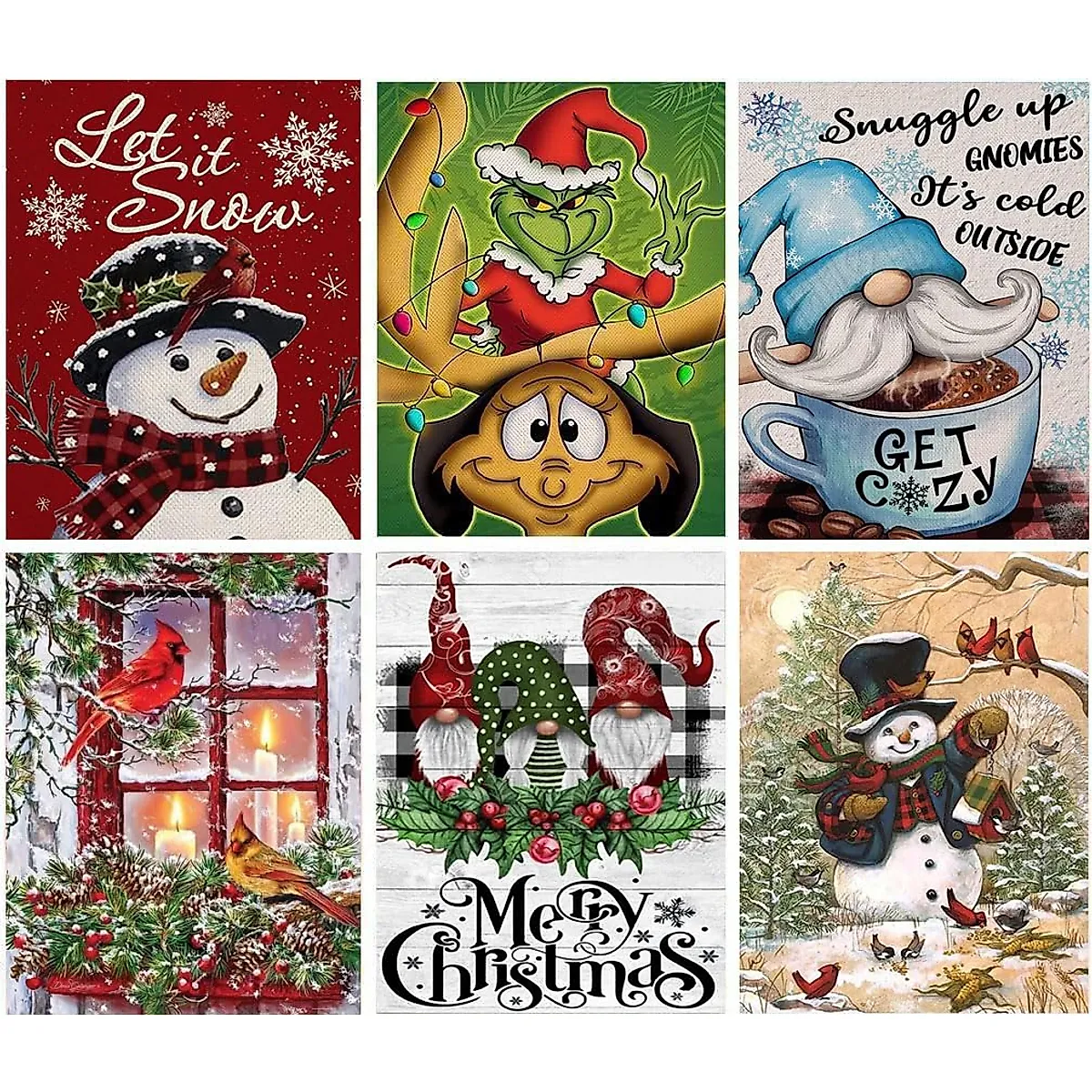 6 Pack Christmas Diamond Painting Kits for Adults ，5D DIY Diamond Art Full Round Drill Crystal Rhinestone Crafts - Gem Art Paint with Diamonds for Gift and Home Wall Decor 12X16Inch