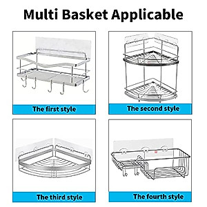 Mivvosakuki 2pcs Shower Caddy Adhesive Replacement,Shower Shelves Adhesive Strip Pad Shower Organizer Sticker Replacement Bathroom Heavy Duty Strong Sticky Wall Adhesive