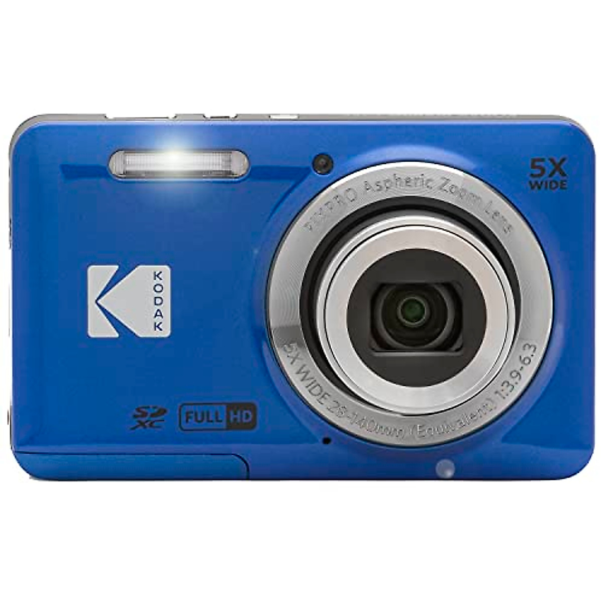 Kodak PIXPRO FZ55 Digital Camera, Blue Bundle with Lexar 32GB High-Performance 800x UHS-I SDHC Memory Card + Deco Photo Point and Shoot Field Bag Camera Case