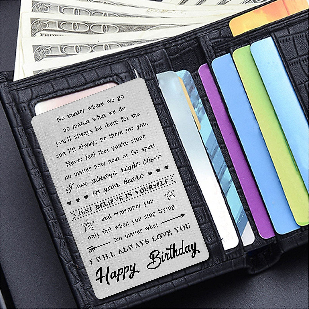 Happy Birthday Gifts for Women Men, Birthday Engraved Wallet Card Gifts