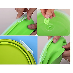 trrcylp 3Pack Collapsible Silicone Food Storage Containers with Lid 17OZ Foldable Airtight Lunch Bowls Camping for Microwave Freezer Dishwasher Safe Round 500ml