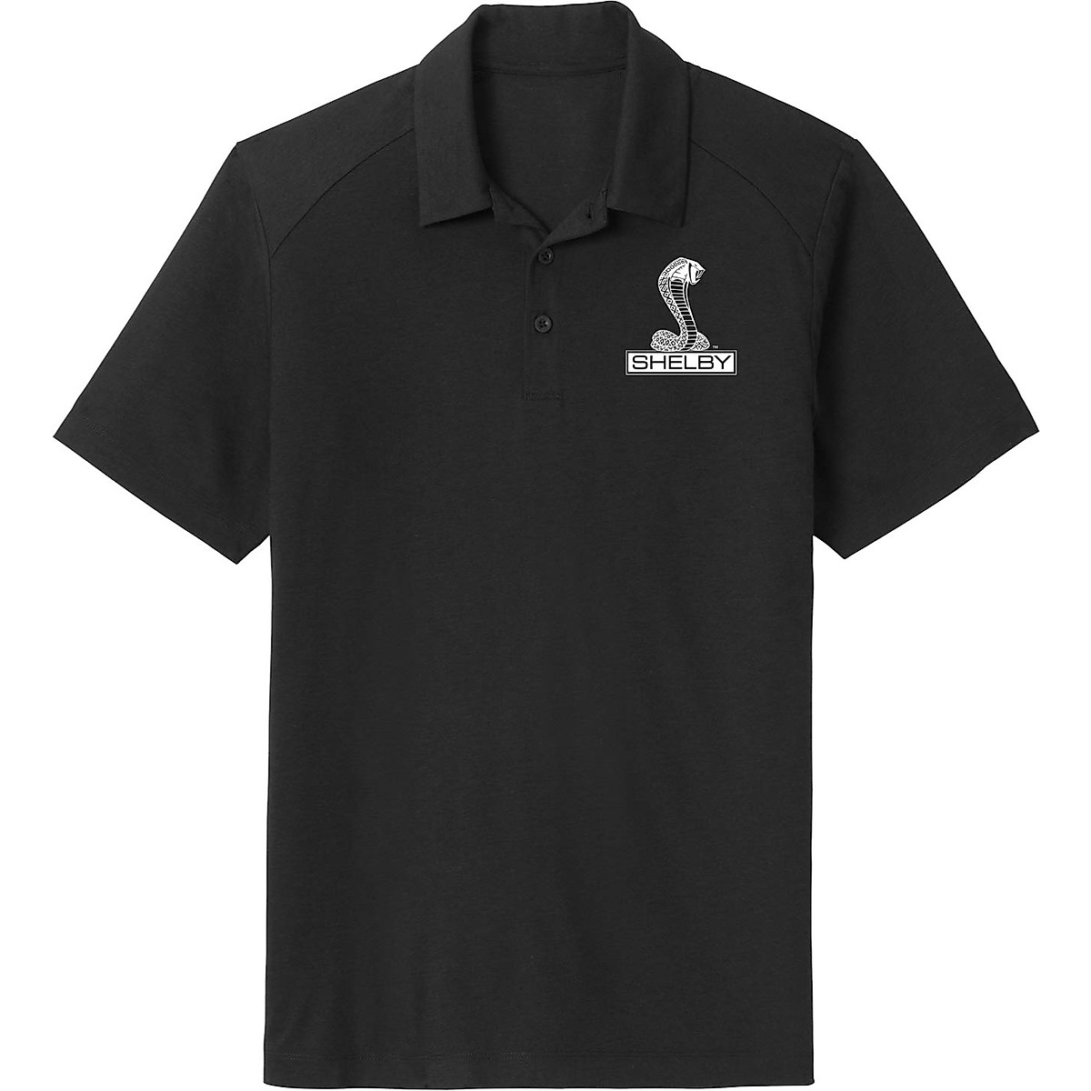Ford Mustang Shelby Cobra Pocket Print Wicking Polo, Black 3XL
