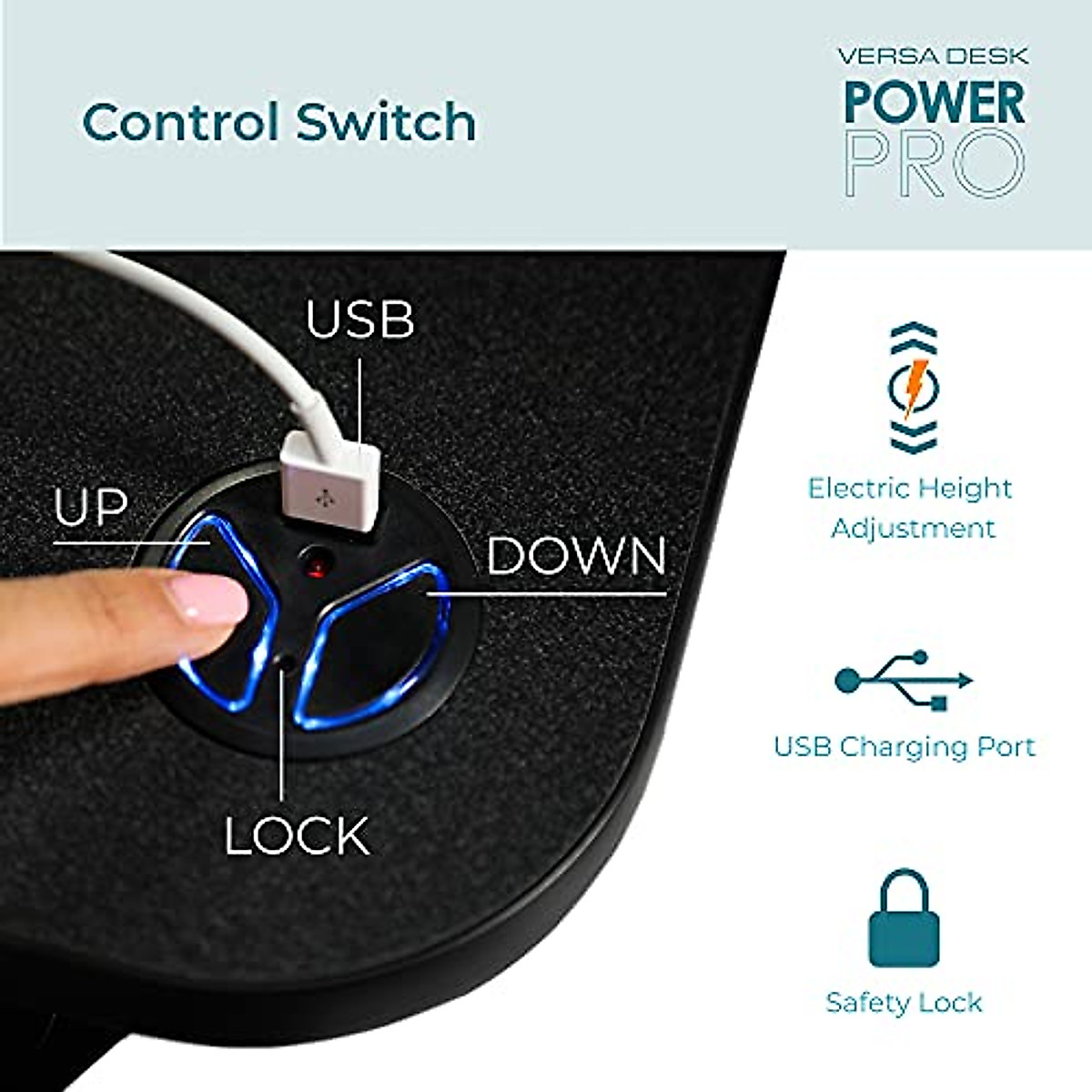 VERSADESK PowerPro Electric Height-Adjustable Desktop Riser, 40" Standing Desk Converter, Sit to Stand Desktop, Keyboard Tray, USB Charging Port, Black