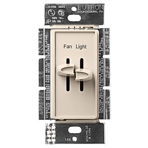 Lutron Skylark 3-Speed Combination Fan and Light Control, 1.5 Amp, Single-Pole, S2-LFSQ-LA, Light Almond