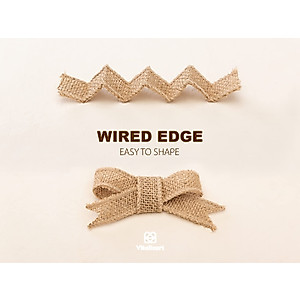 Vitalizart Burlap Ribbon Wired 1 Inch x 12 Yard Natural Burlap Fabric Jute Ribbon for Gift Wrapping Home Decor Wedding Decor Fall Decor Burlap Bows Flower Bouquet Christmas Tree